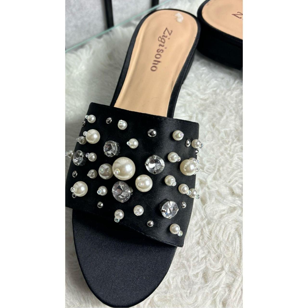 Approximate 1.5 inch heel adorned with pearls open toe - Depop