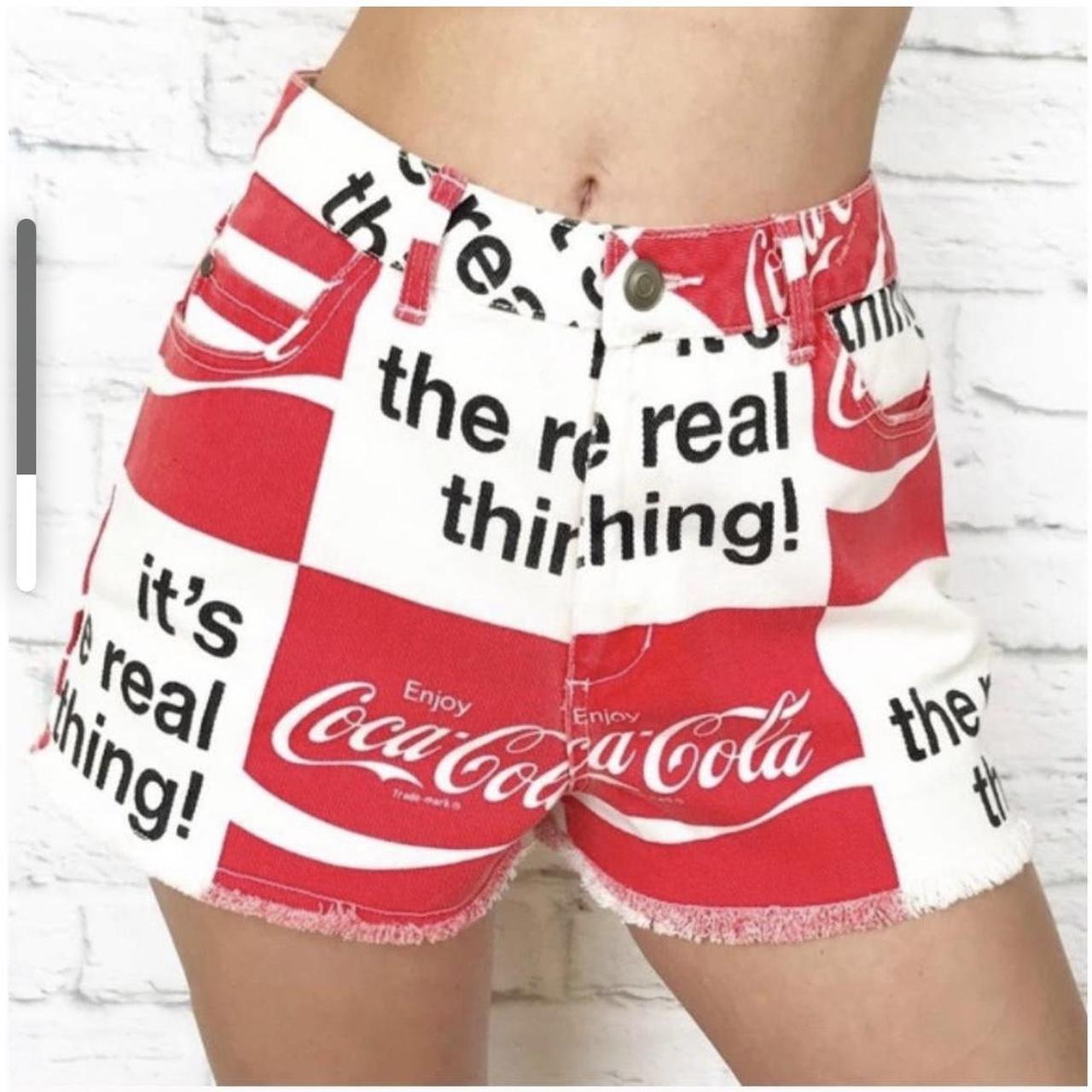 Coca-Cola Women's Red and White Shorts | Depop