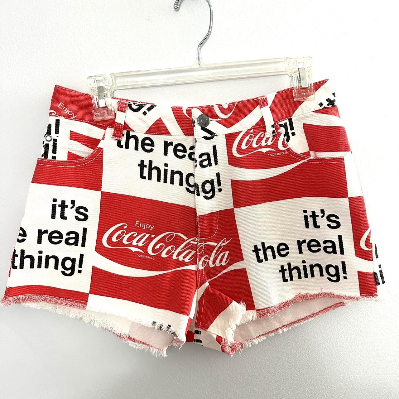 Coca-Cola Women's Red and White Shorts | Depop