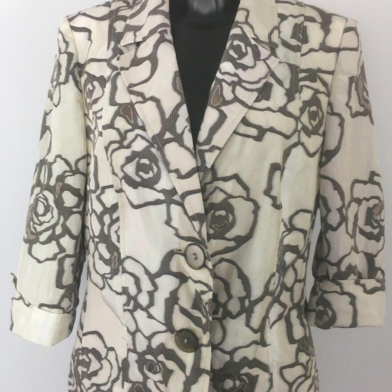 BASLER BLAZER JACKET 18 CREAM GREY BROWN Floral Midi... - Depop