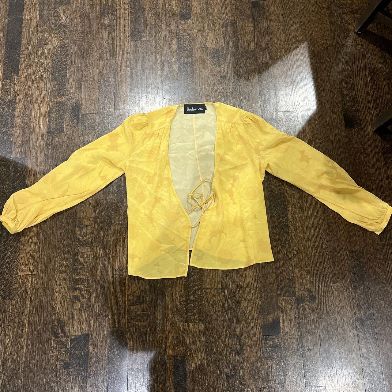 REALISATION PAR YELLOW DAISY/SUNFLOWER LACE UP TOP... - Depop