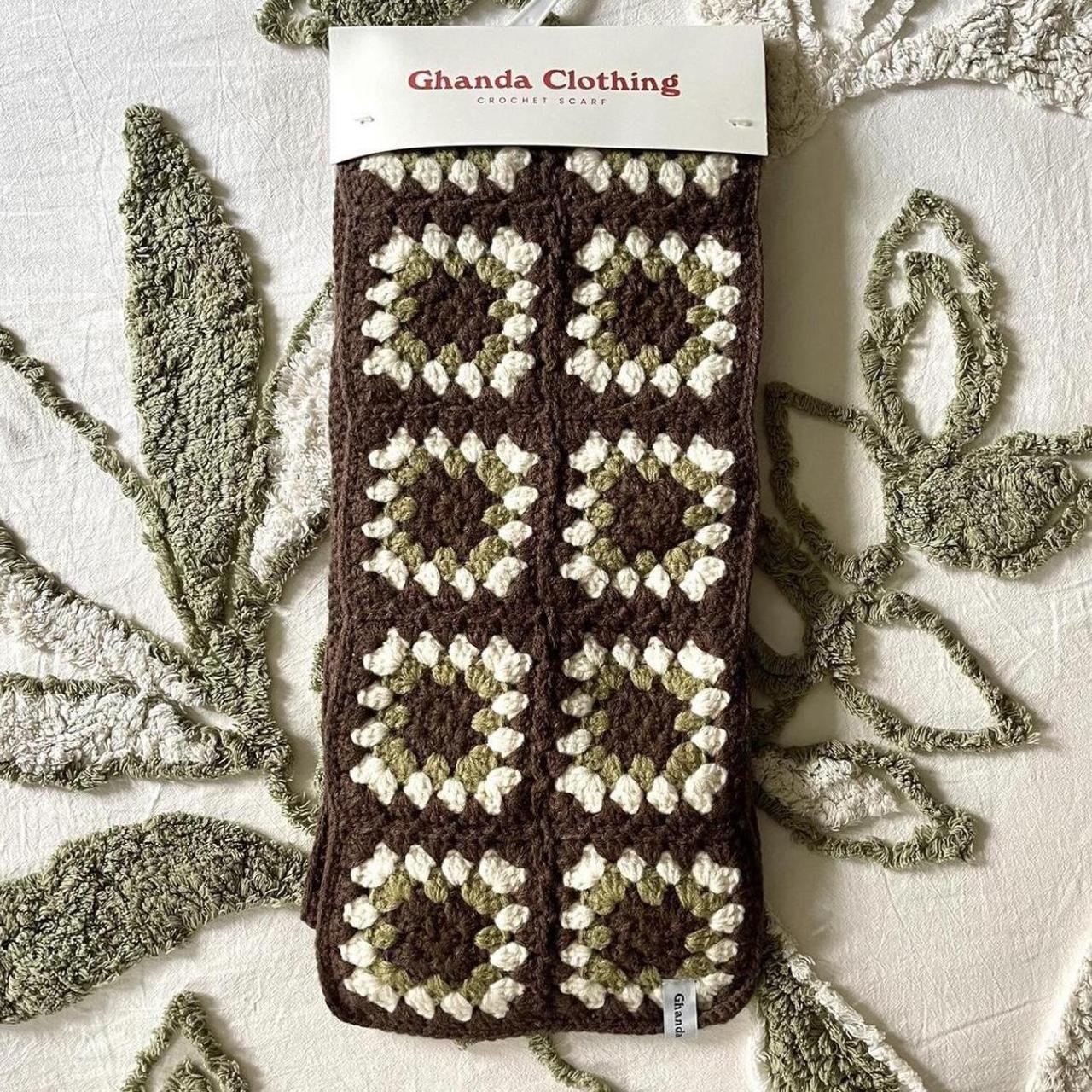 Handmade Patchwork Knitted Crochet Wool Scarf in... - Depop