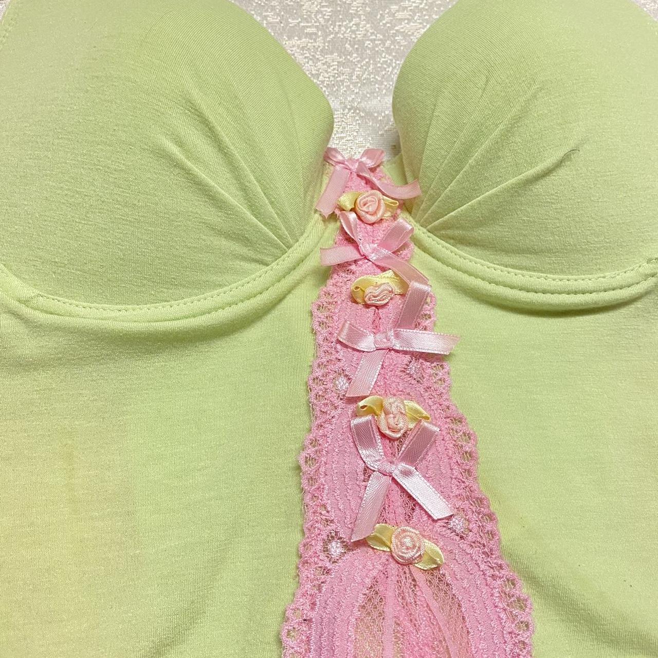 Womens Green And Pink Corset Depop