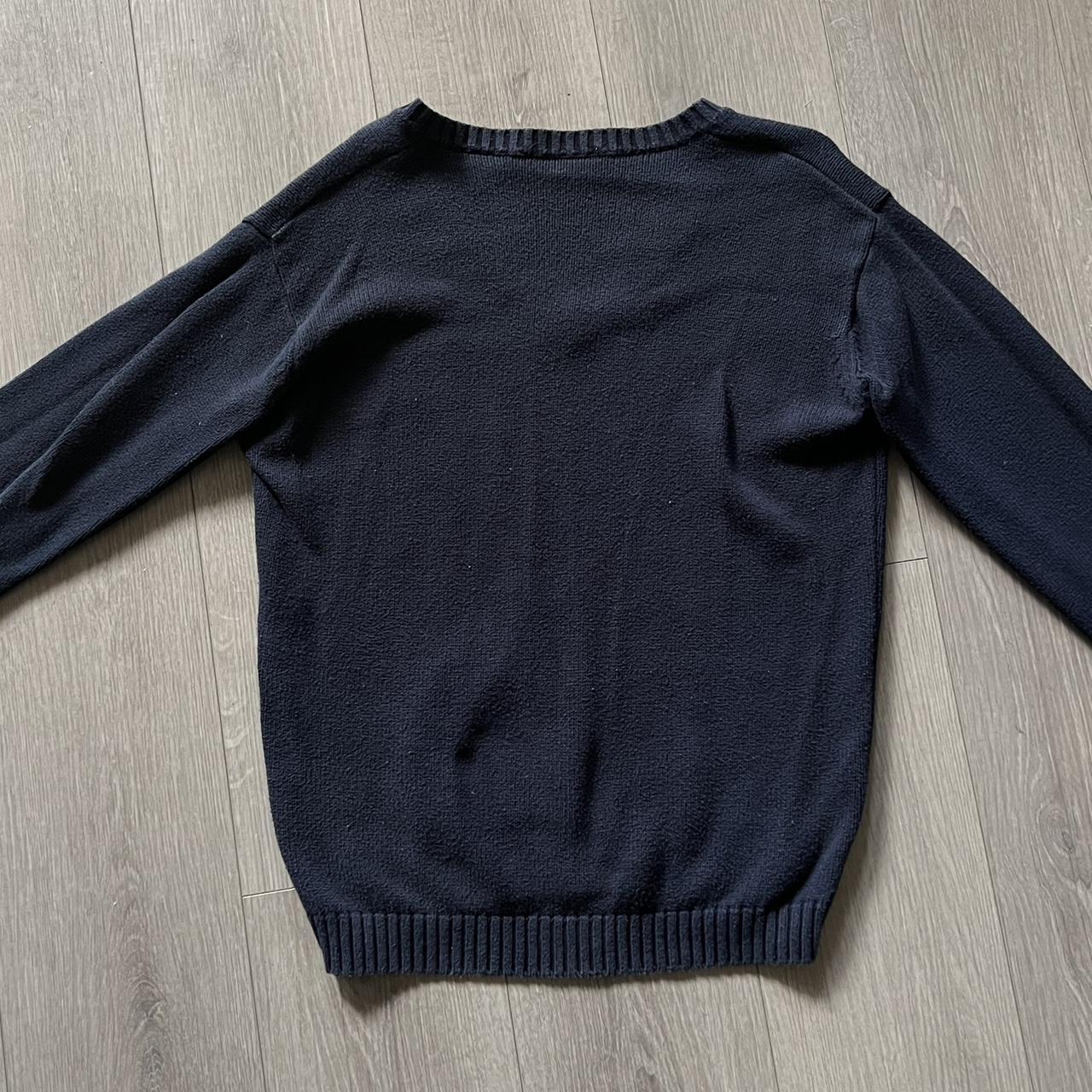Brandy Melville- Navy blue v-neck sweater, one size,... - Depop