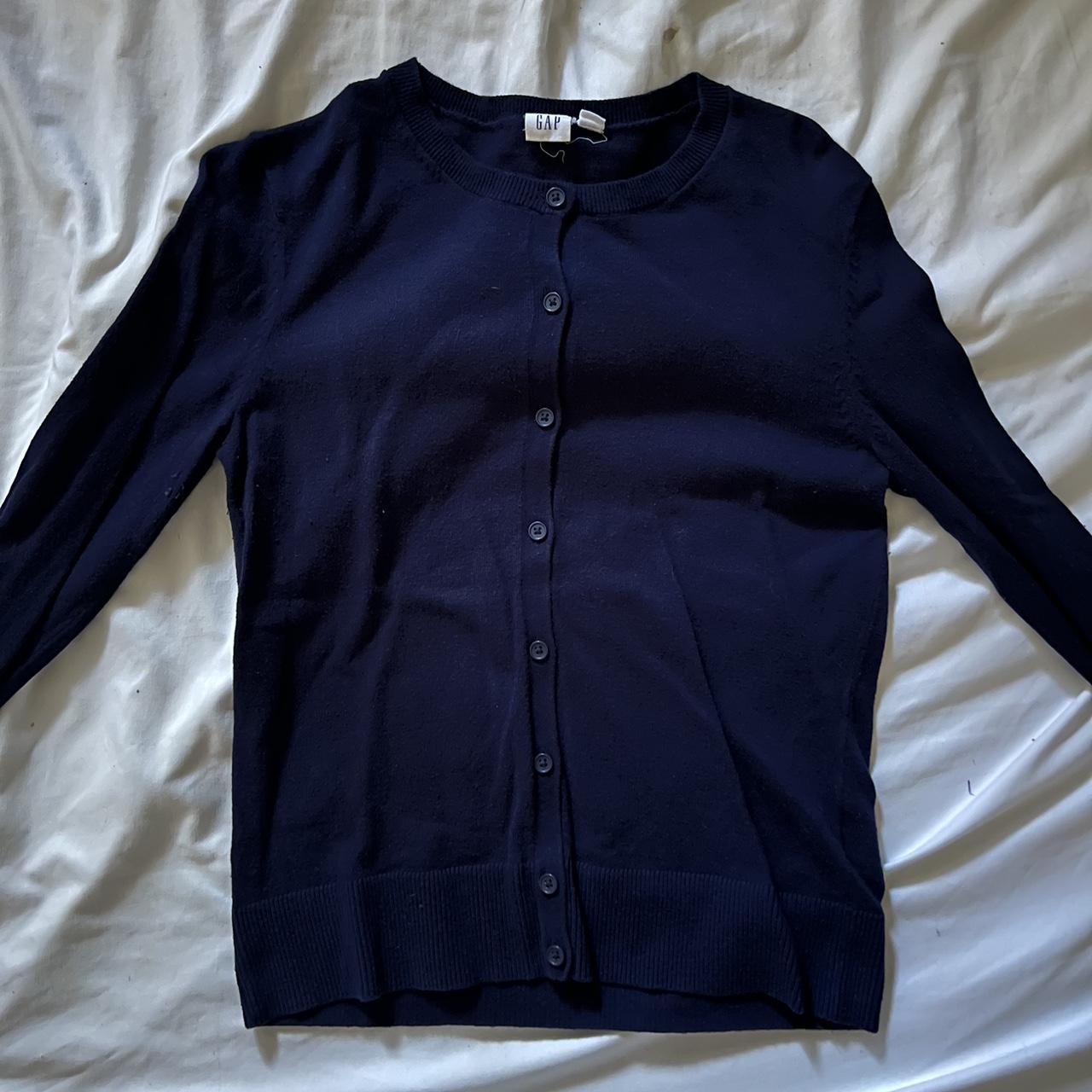 Navy blue cardigan with button up front: Gap Factory. - Depop