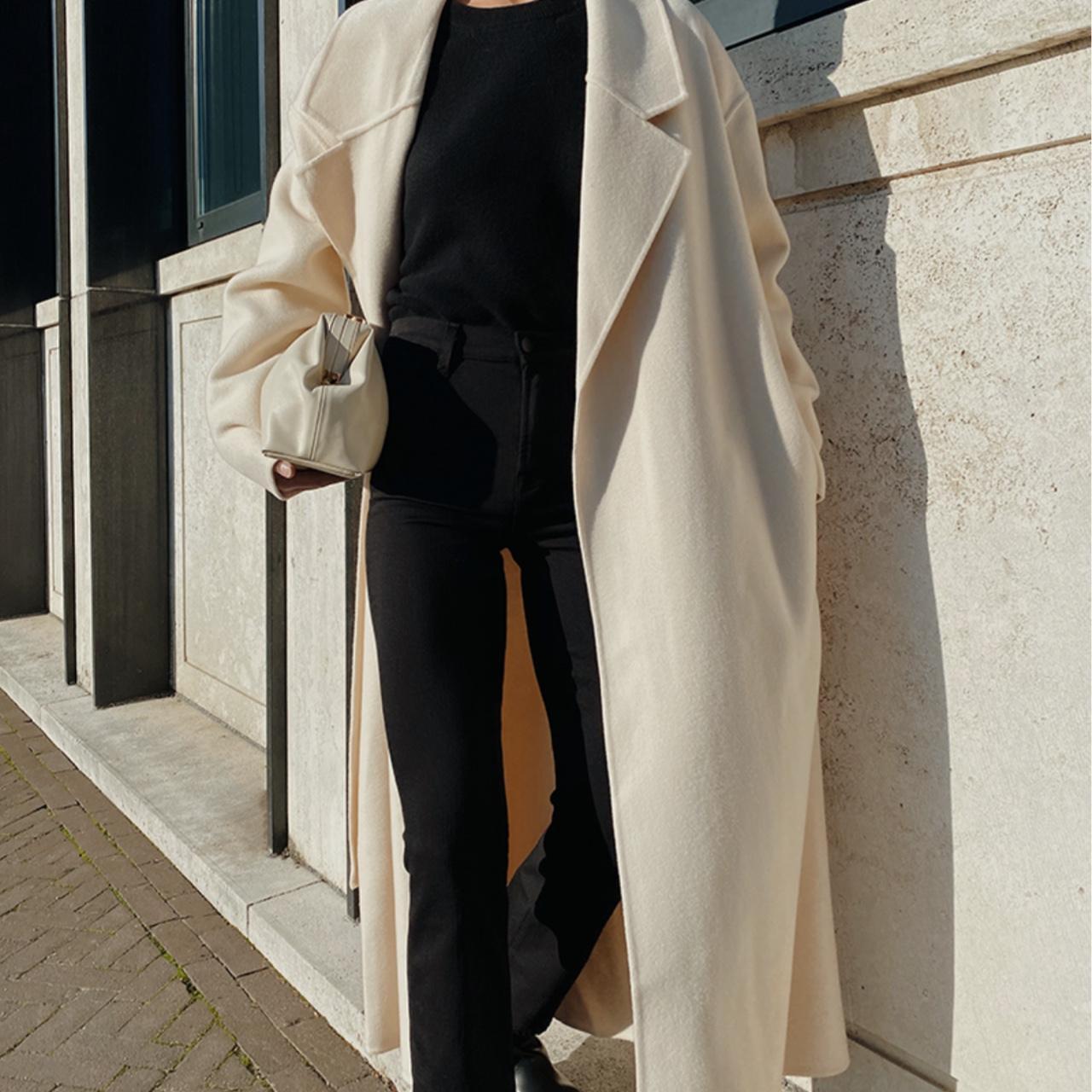 COS wool coat Ivory, pinkish cream color Worn a... - Depop