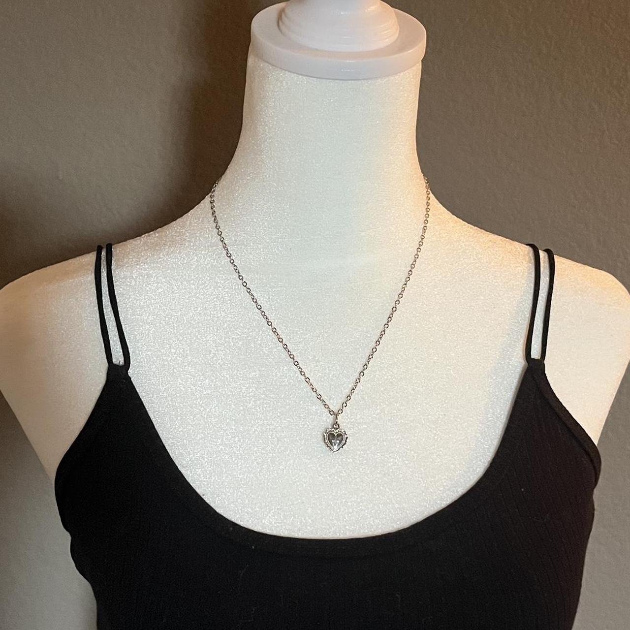 silver heart cross goth chain necklace !! handmade... - Depop