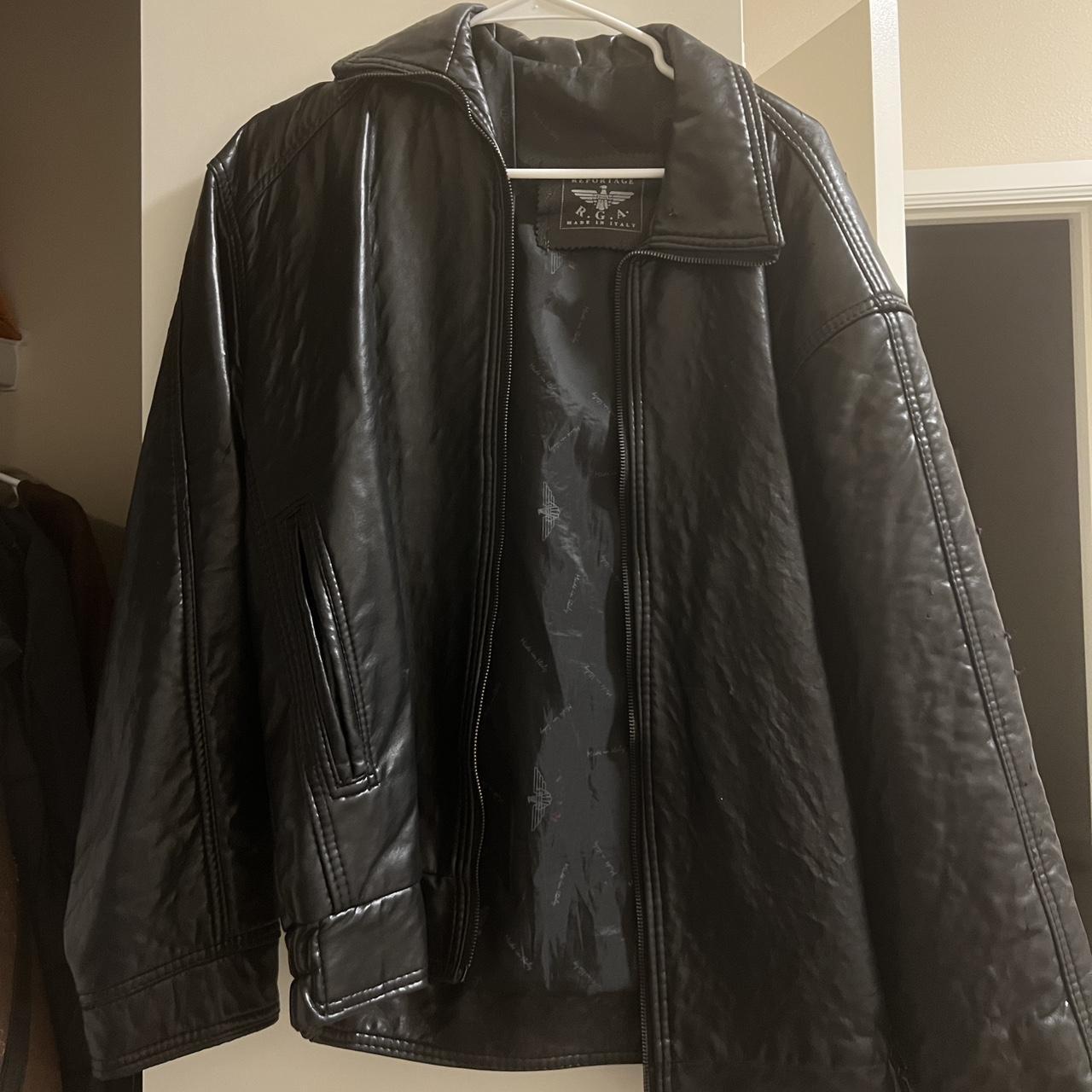 Italian RGA REPORTAGE black vintage leather jacket... - Depop