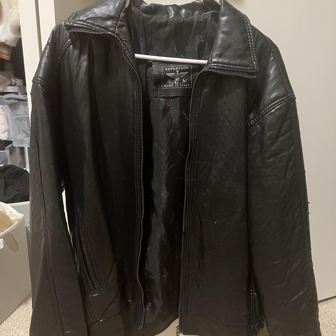 Italian RGA REPORTAGE black vintage leather jacket... - Depop