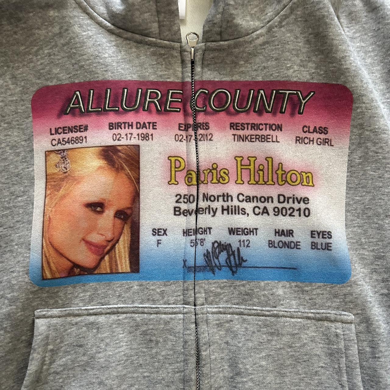 allure county paris hilton zip up hoodie size... - Depop