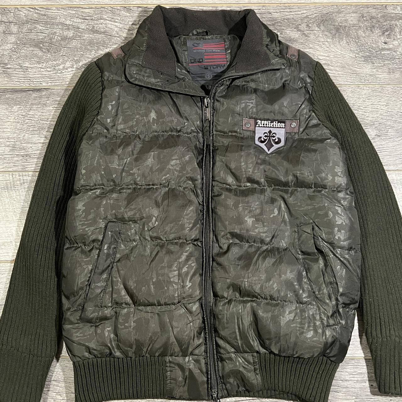 Vintage Affliction Patch Puffer Jacket y2k 2000s... - Depop