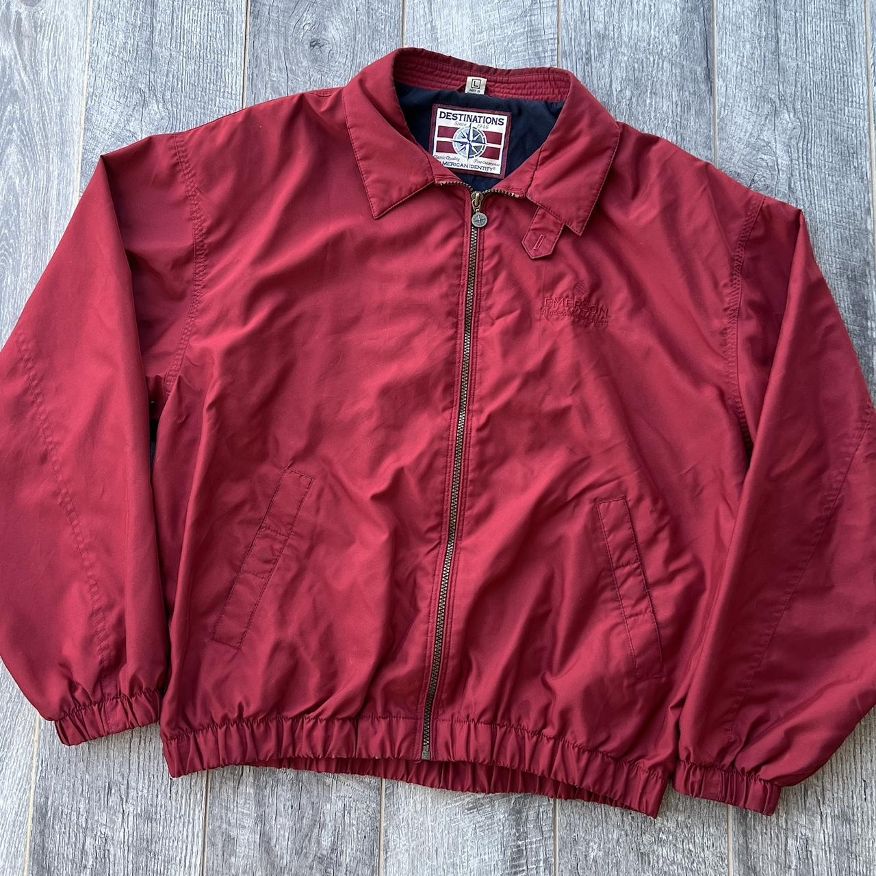 Vintage 90s Red Workwear Jacket Cropped Pit to pit... | Depop