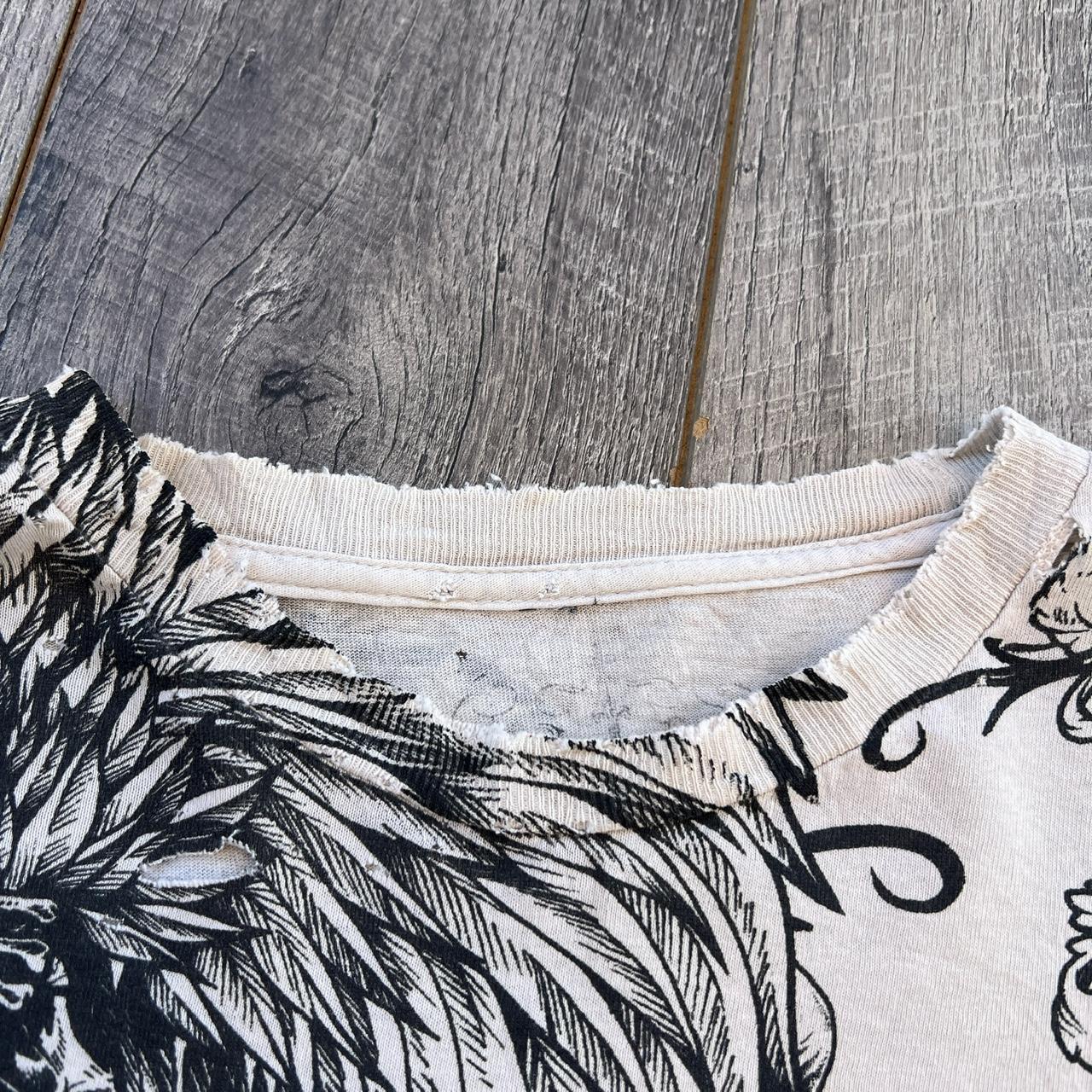 2000s Skull Grunge AOP Distressed Tee Pit to pit... | Depop