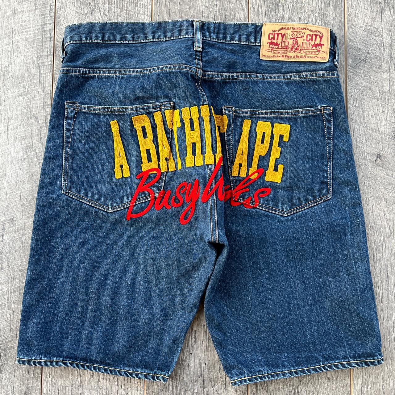 Vintage 2000s Bape Jorts Embroidered Baggy Inseam... | Depop