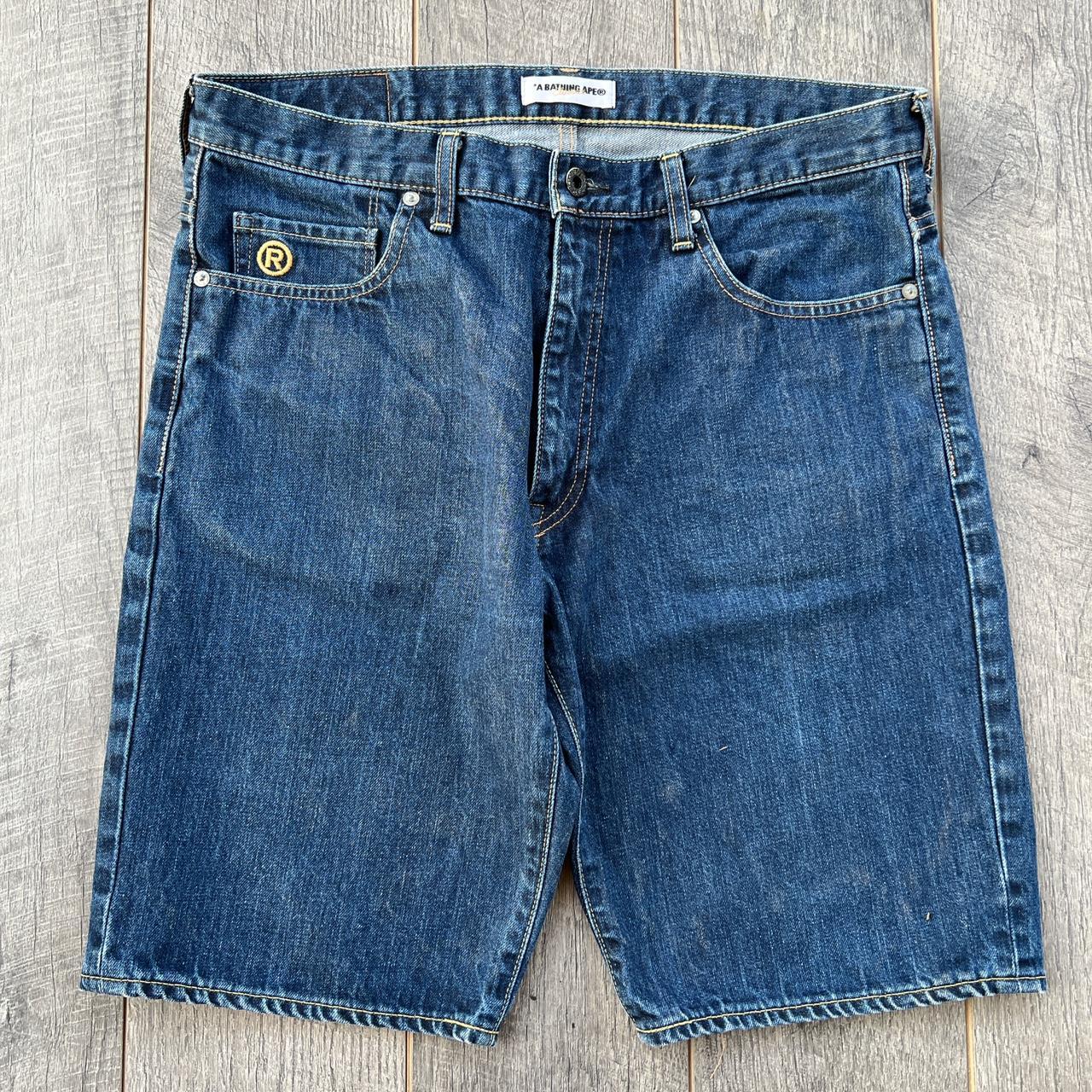 Vintage 2000s Bape Jorts Embroidered Baggy Inseam... | Depop