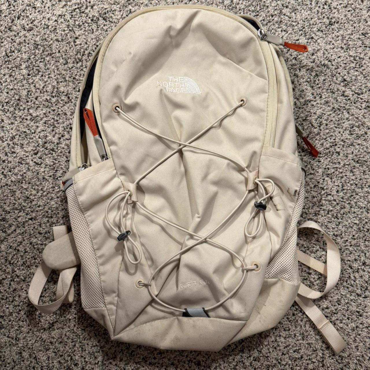 Cream The North Face backpack #outdoor - Depop