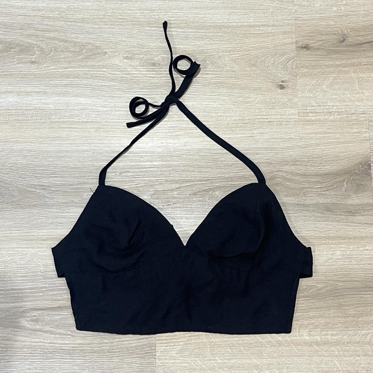 Ava&ever black halter backless tie up croptop - Depop