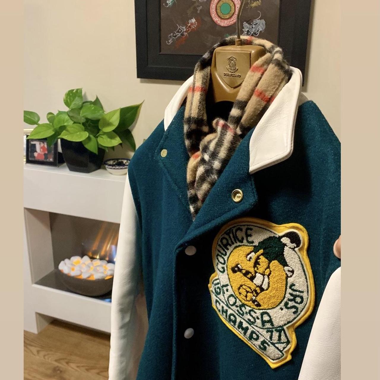 SOLD Vintage 1960s varsity jacket - green,white,... - Depop
