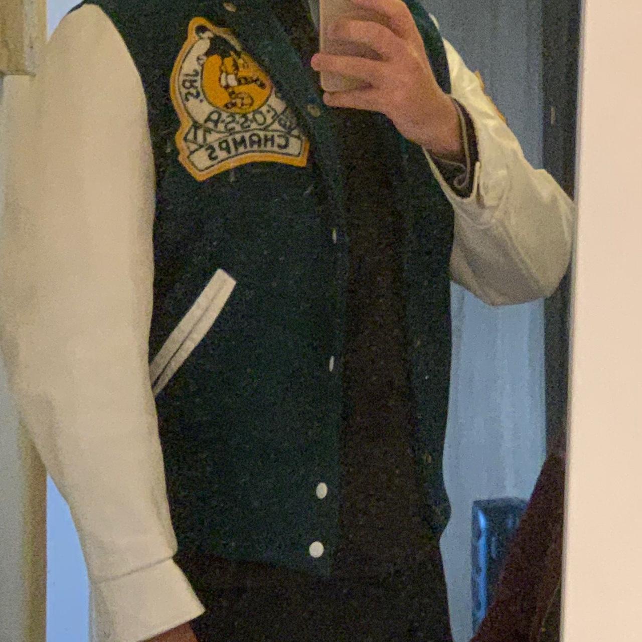 SOLD Vintage 1960s varsity jacket - green,white,... - Depop