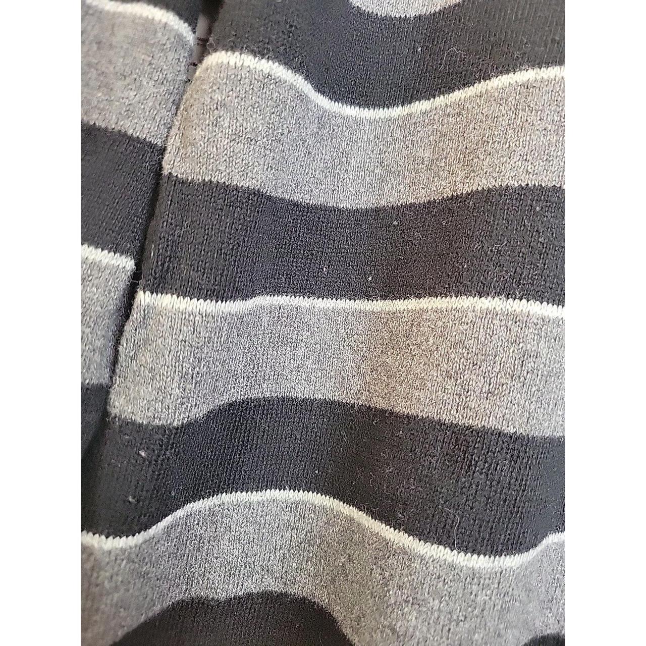 Nautica Gray Striped V-Neck Cashmere Blend Knit... - Depop