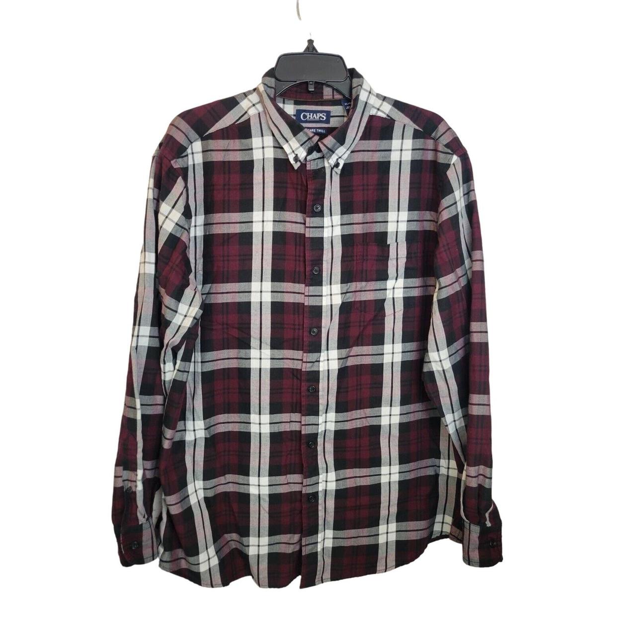 Chaps Purple Plaid Easy Care Twill Long Sleeve... | Depop