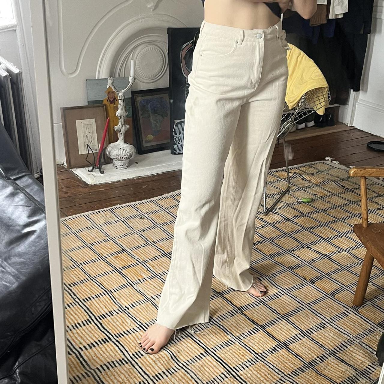 High rise cream pants 🔒 Wide leg Im 5'7" for... - Depop