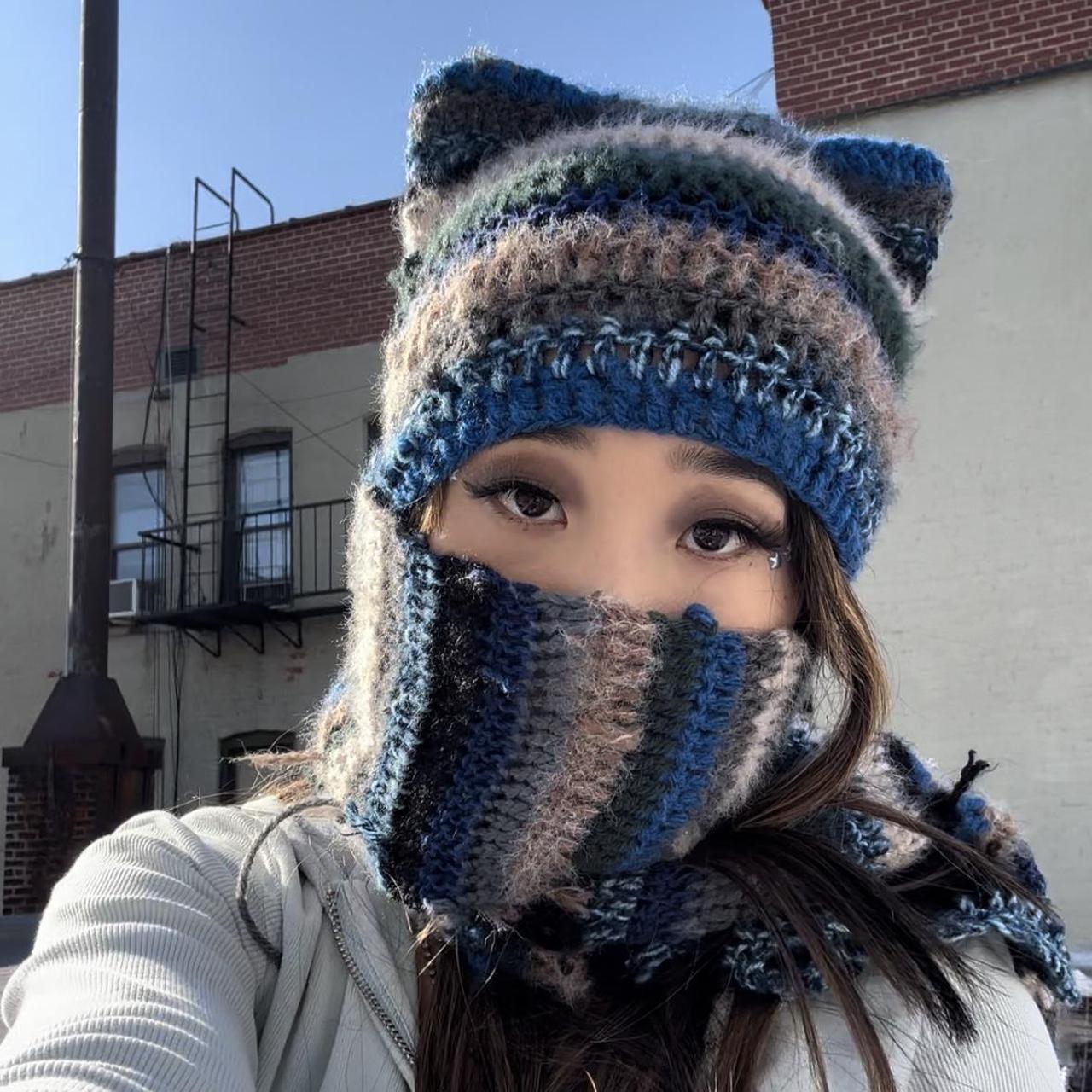 Cat Ear Balaclava Hood Scarf Wrap Ski Mask... - Depop