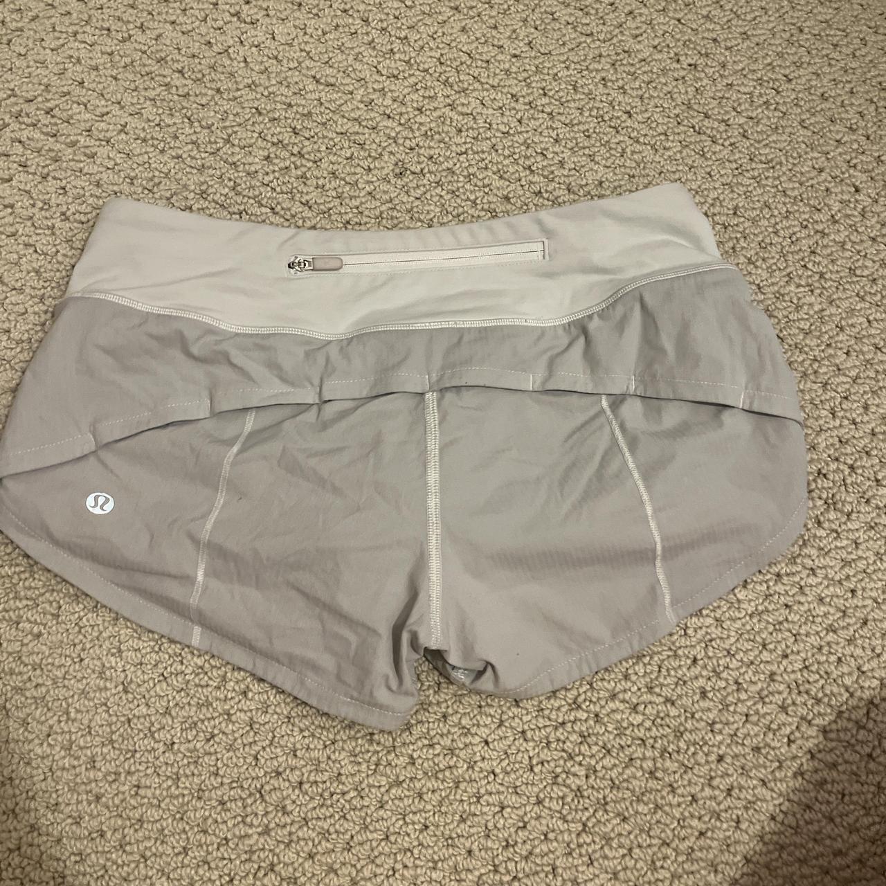 White speed up lululemon shorts Size 2 They’ve been... - Depop