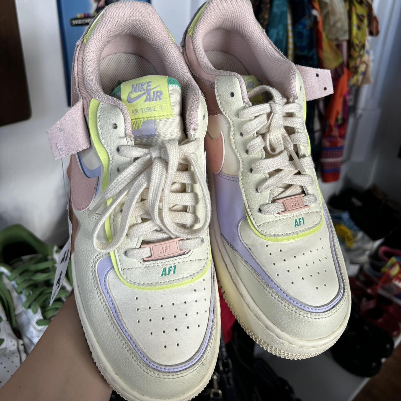nike air force one platform pastel sneakers size 10... - Depop