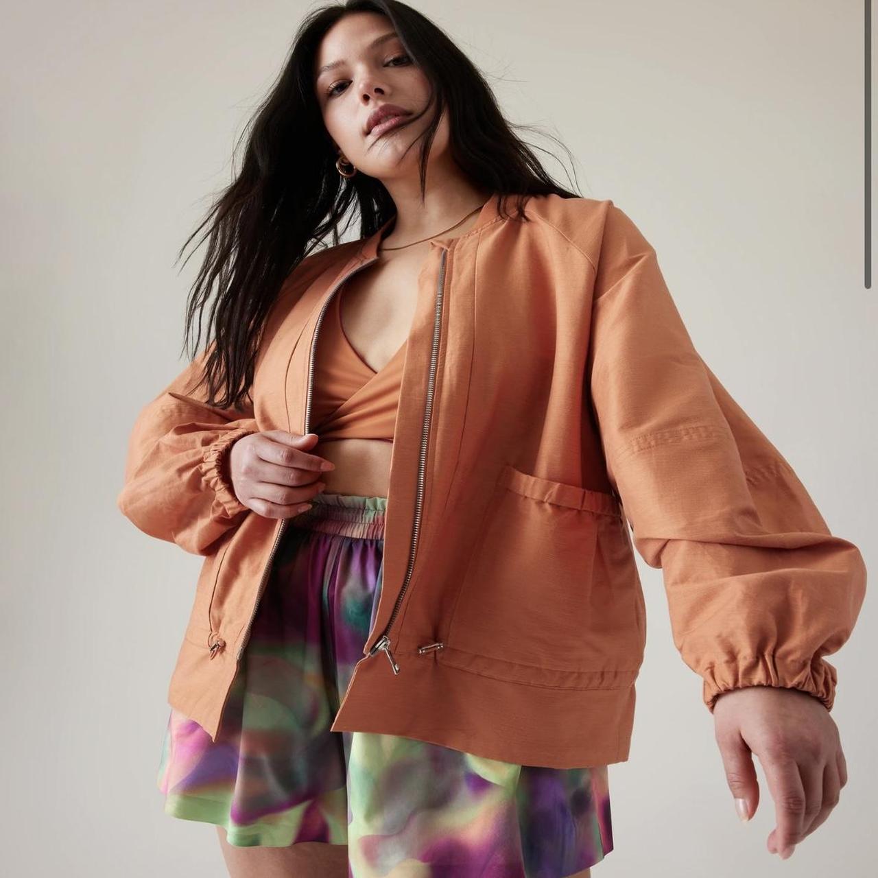 Orange linen bomber from Athleta’s collaboration... - Depop