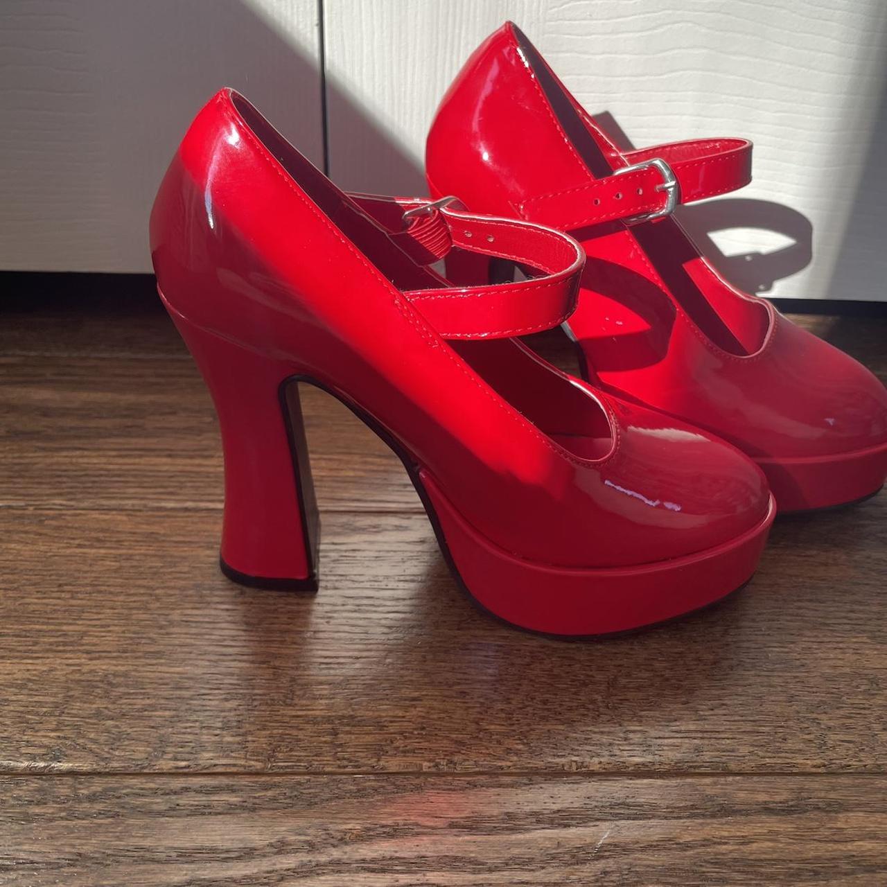 Red platform Mary Jane’s Size: 7 In like new... - Depop