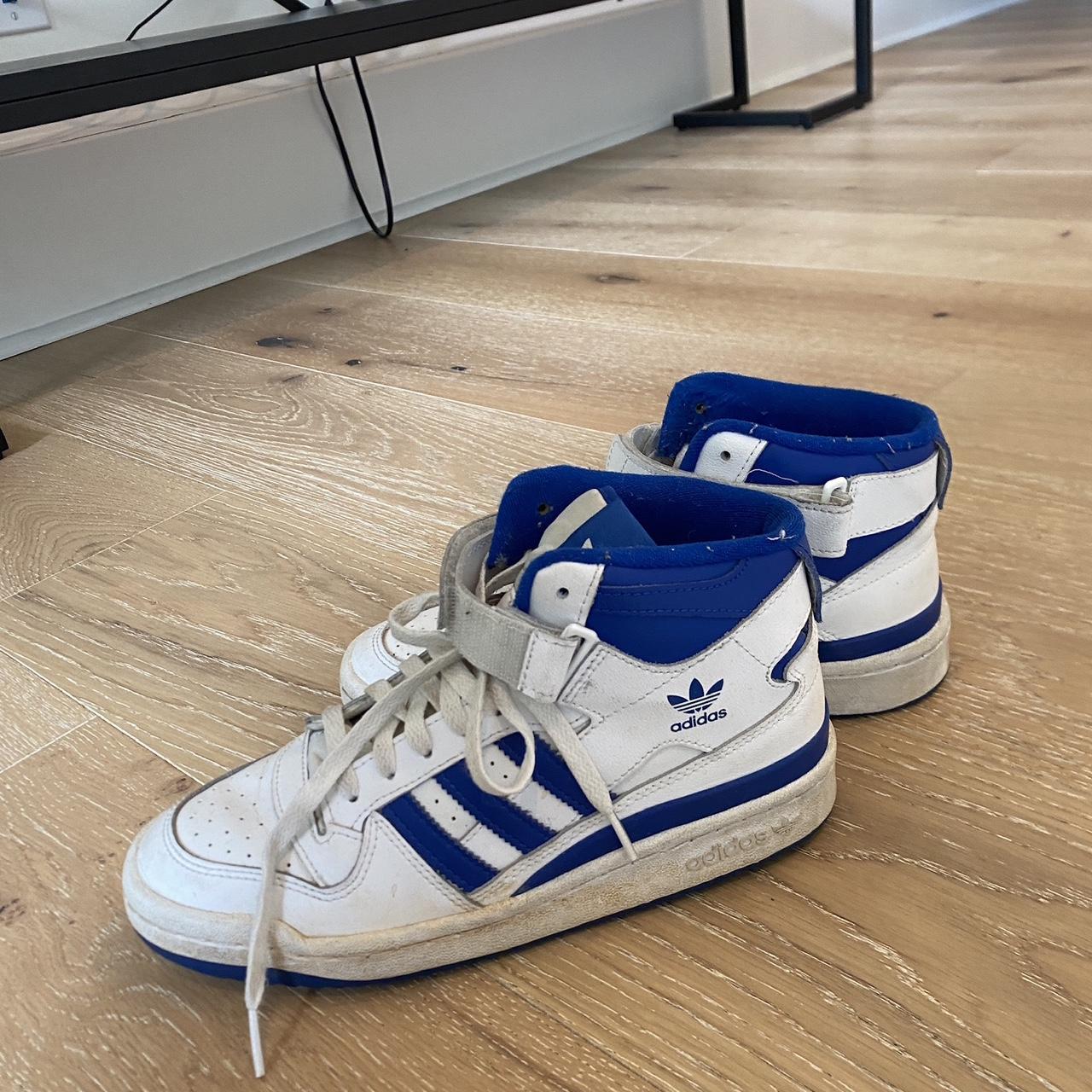 Adidas high top sneakers Blue and white - Depop