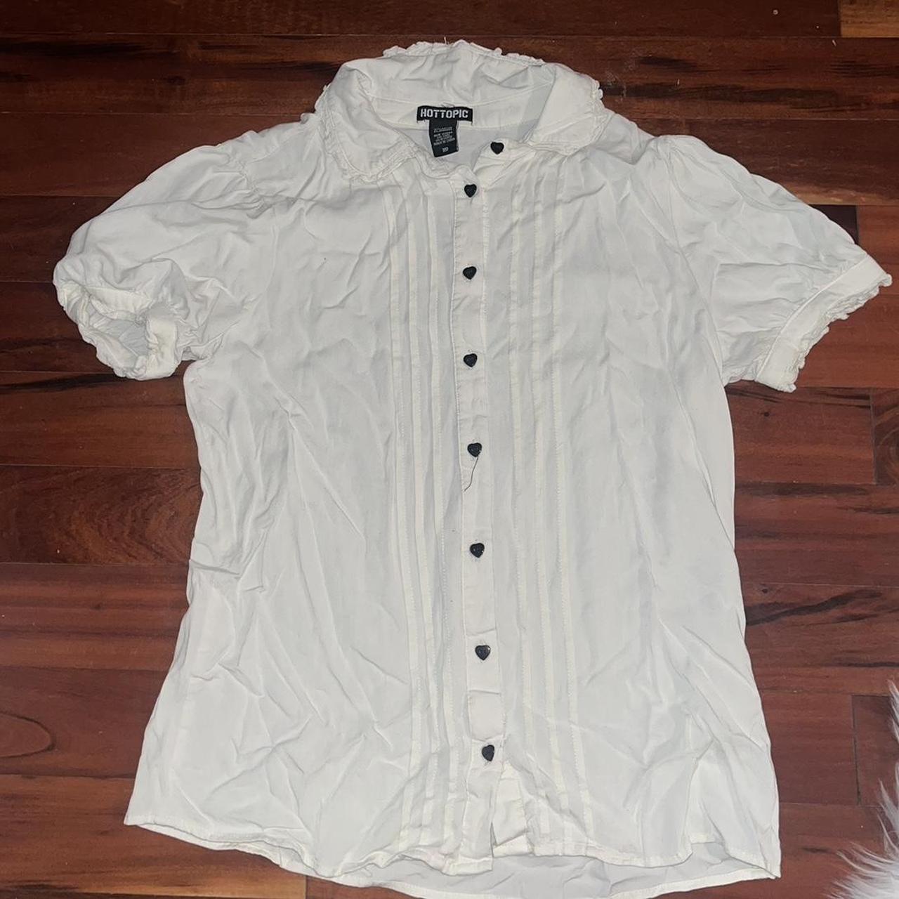 Hot-Topic White coquette button-up shirt - Depop
