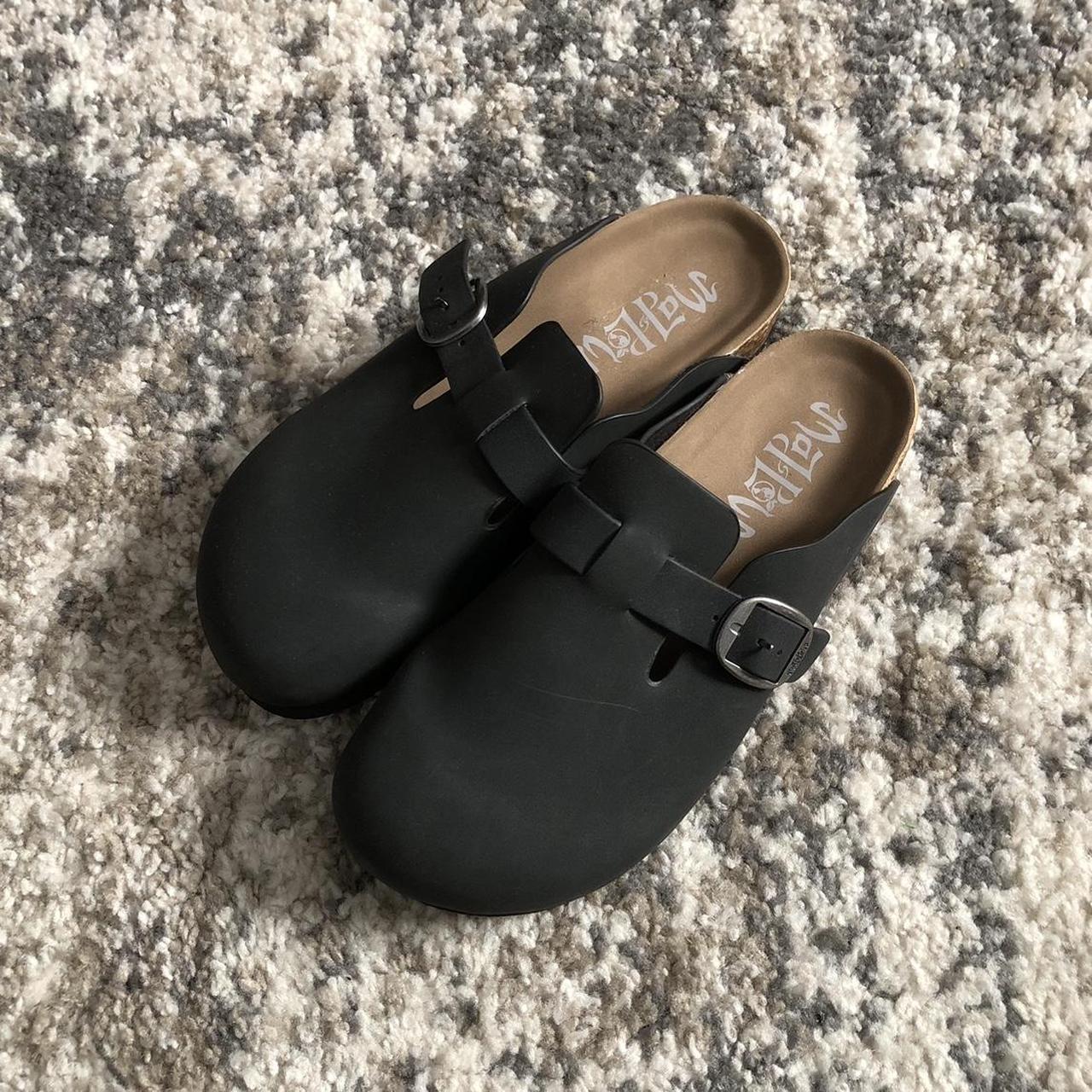 birkenstock-like matte black clogs •size: womens 7... - Depop