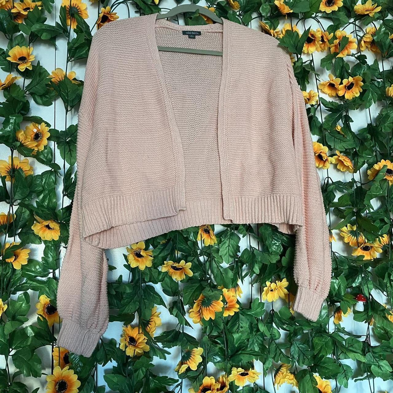 cute cropped baby pink cardigan from wild fable at... - Depop