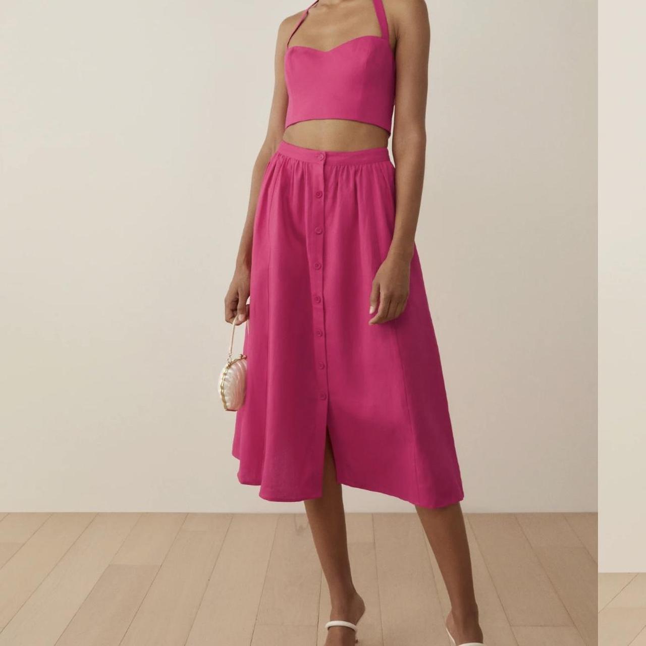 Reformation brand new pink orzo linen two piece... - Depop