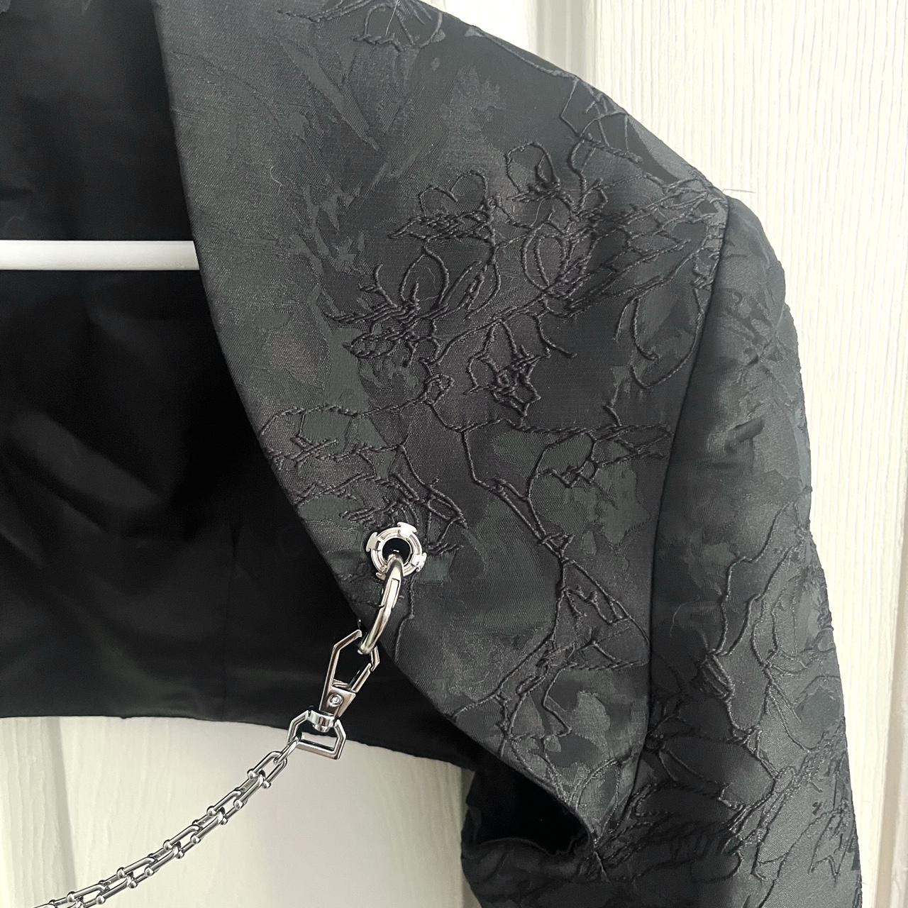 black floral cropped blazer/bolero with chain detail... | Depop