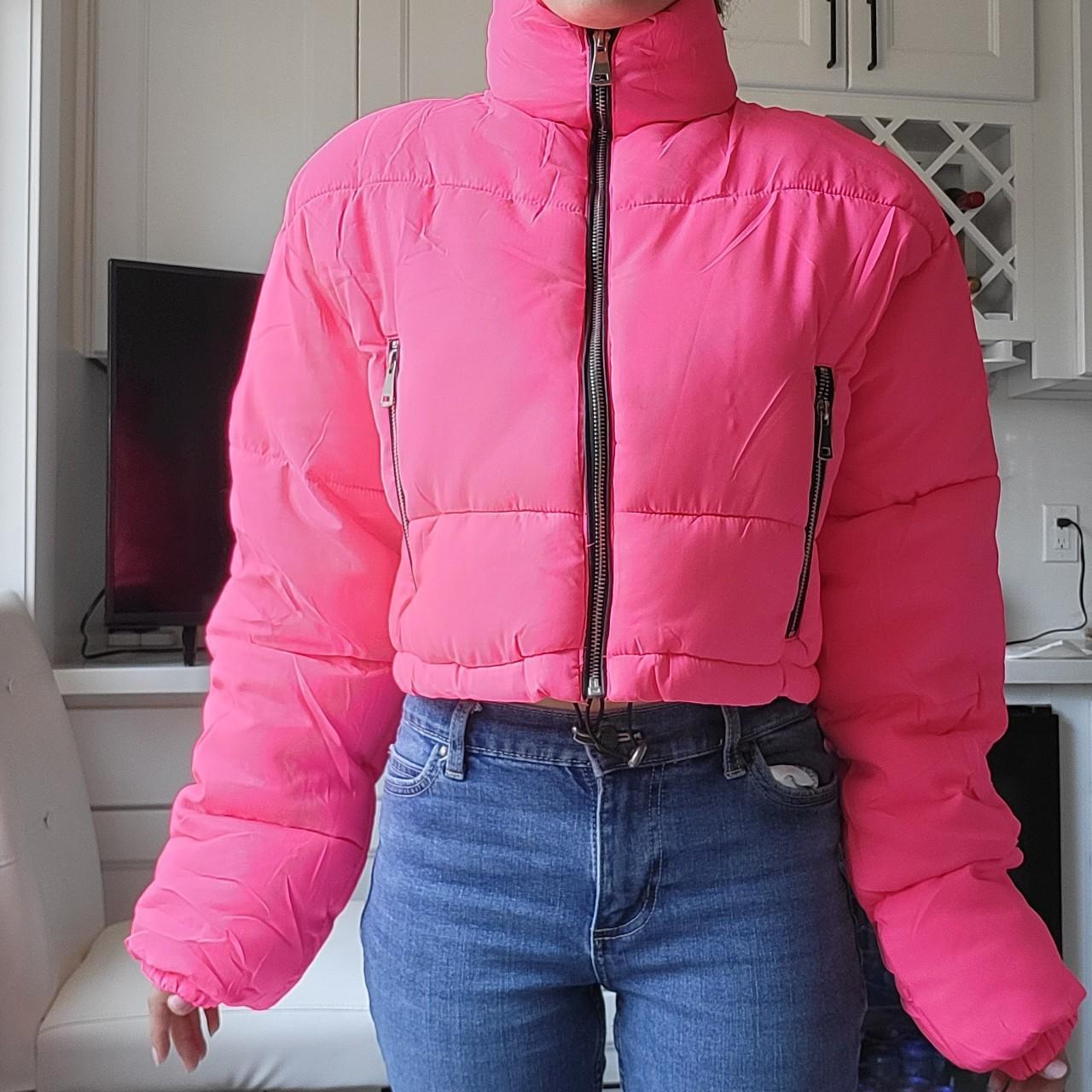 Nasty gal hot pink puffer jacket Brand new with... - Depop