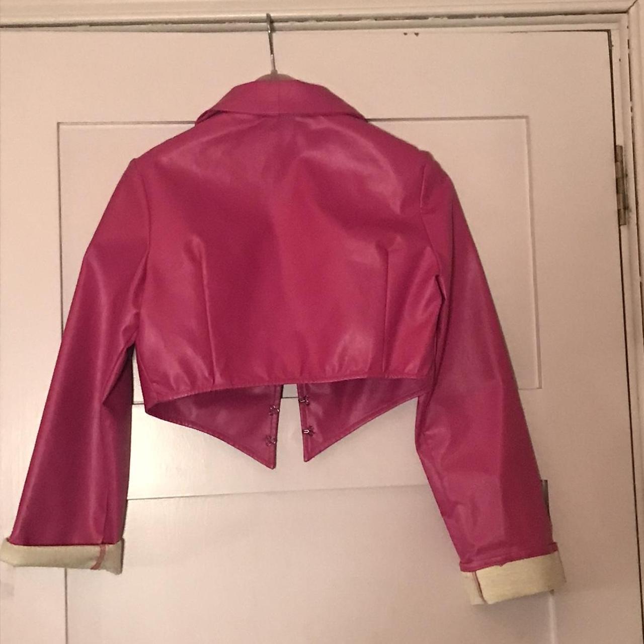 pink faux leather jacket only selling because it... - Depop