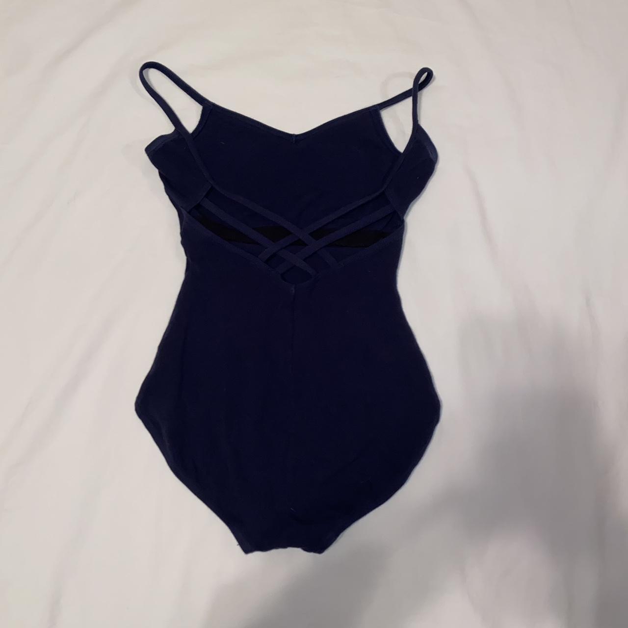 Navy blue Capezio ballet leotard. Criss cross back... - Depop