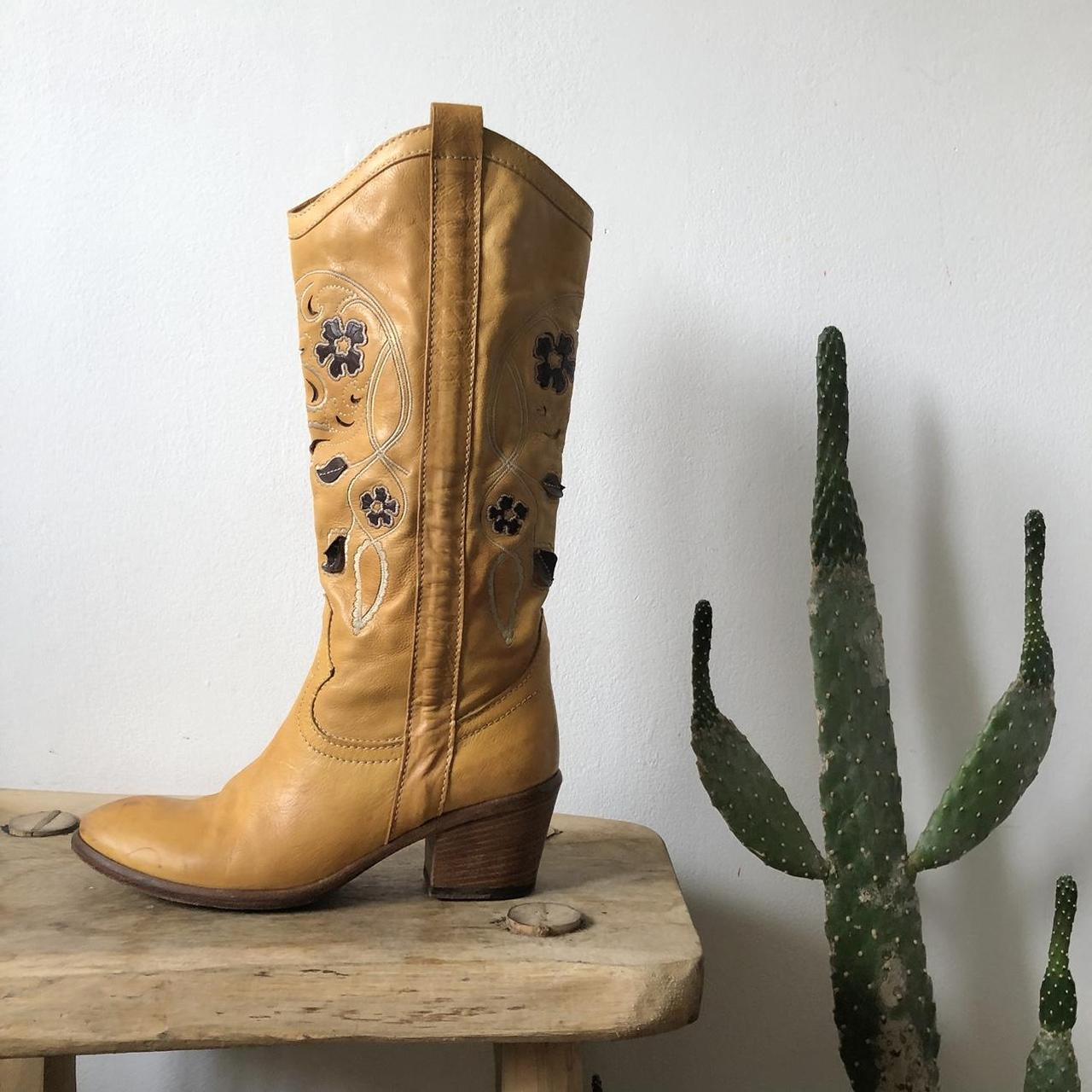 The most glorious vintage Italian flower boots in... - Depop
