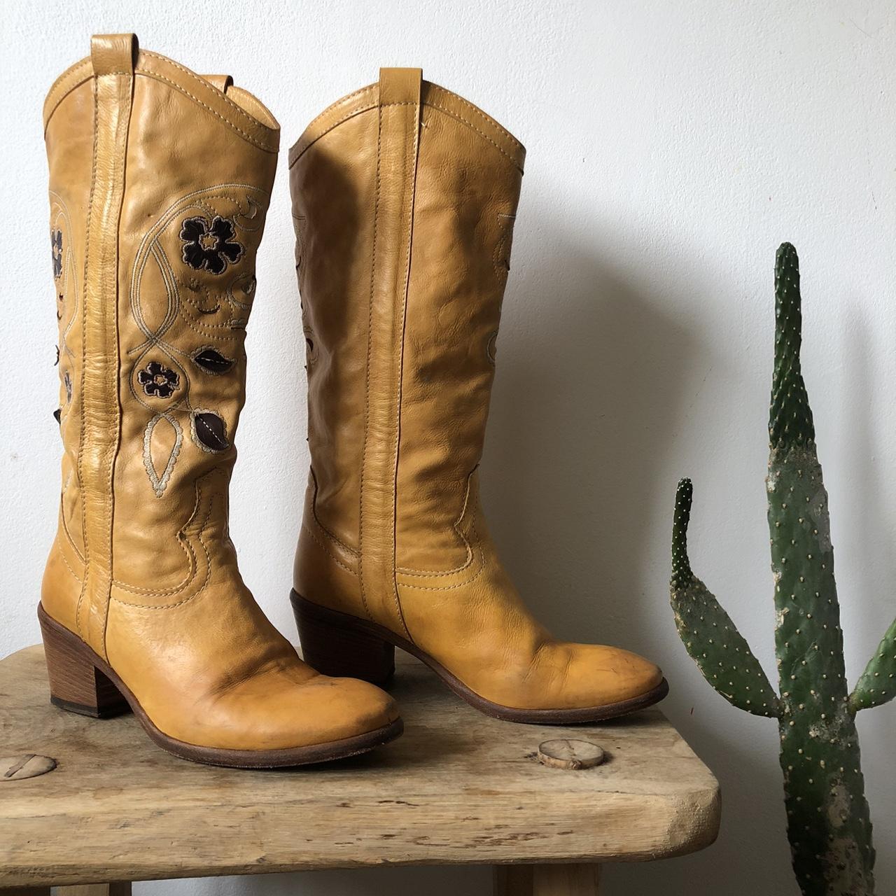 The most glorious vintage Italian flower boots in... - Depop