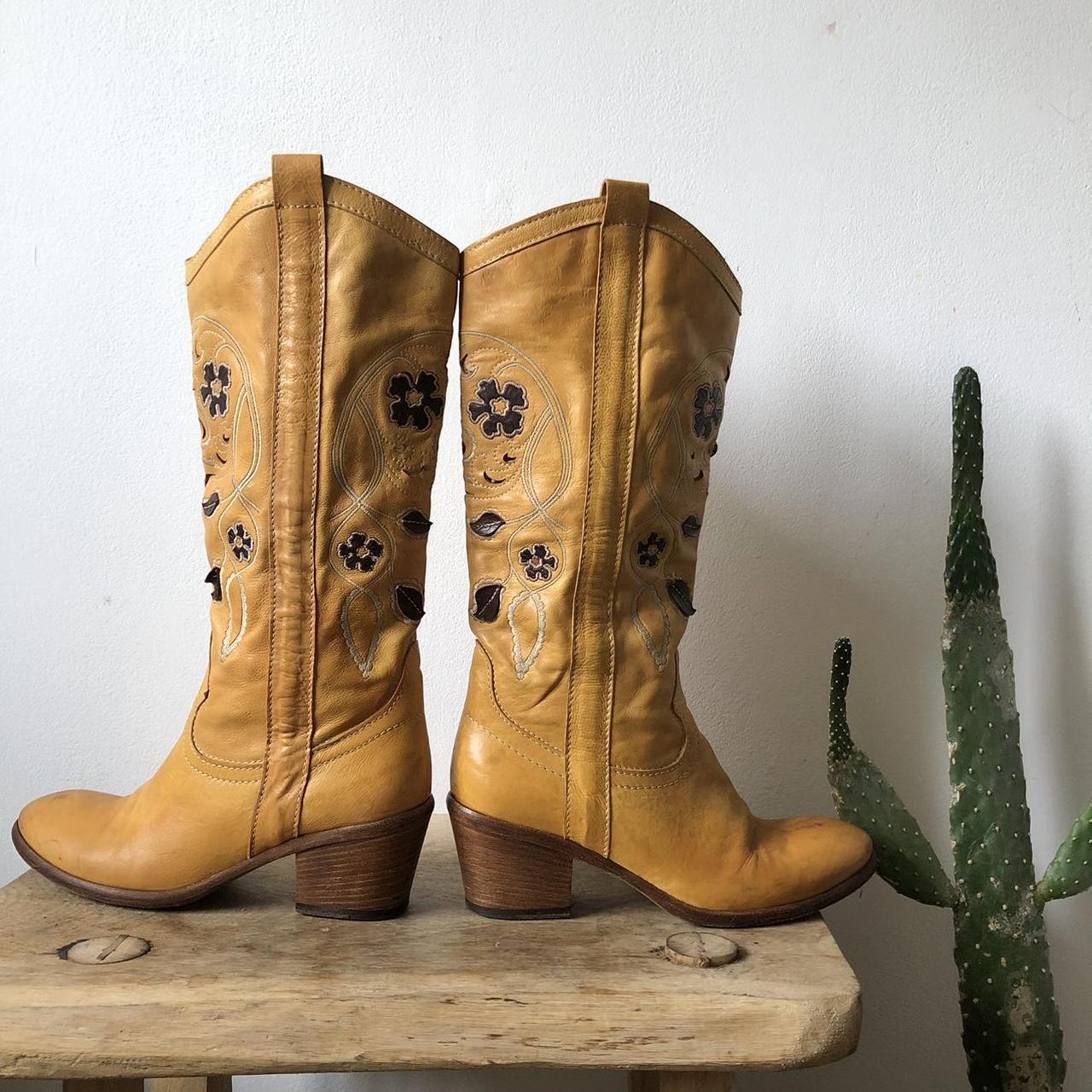The most glorious vintage Italian flower boots in... - Depop