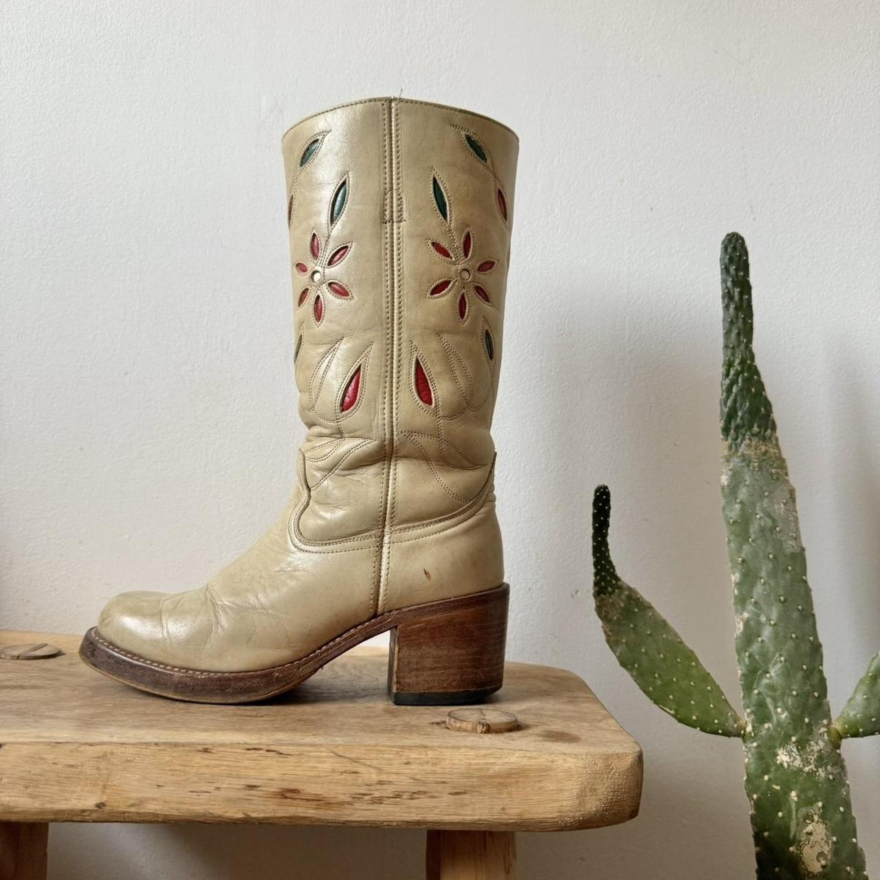 The most glorious rare vintage flower boots by... - Depop