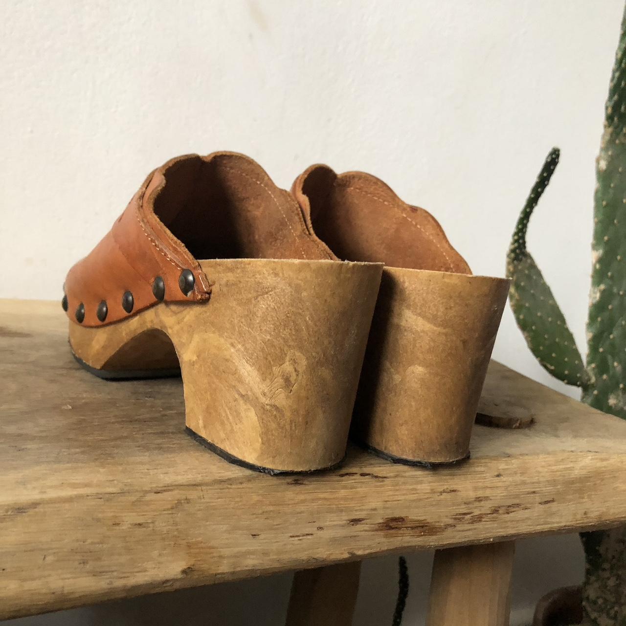 Gorgeous little vintage leather clogs. Cut out... - Depop