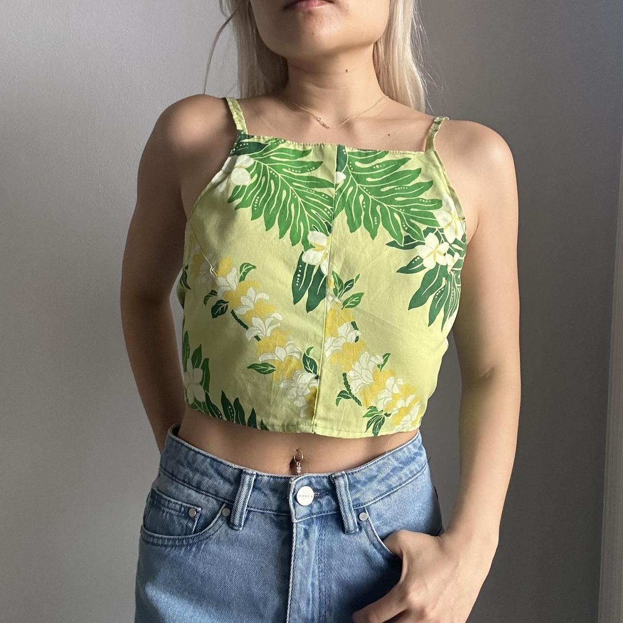 Reworked Vintage Floral Tie Back Crop Top In Light Depop