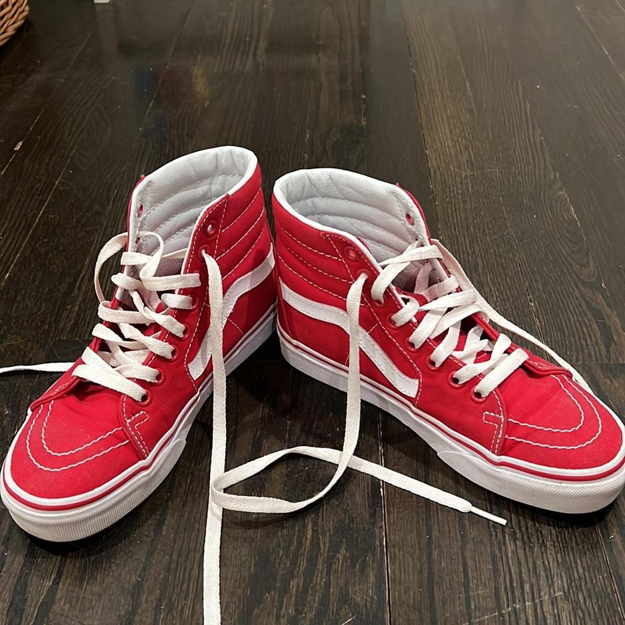 vans sk8-hi high-top sneaker in red only worn about... - Depop