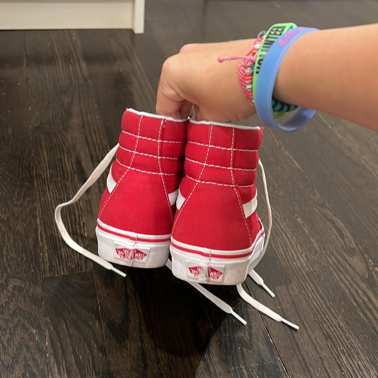 vans sk8-hi high-top sneaker in red only worn about... - Depop