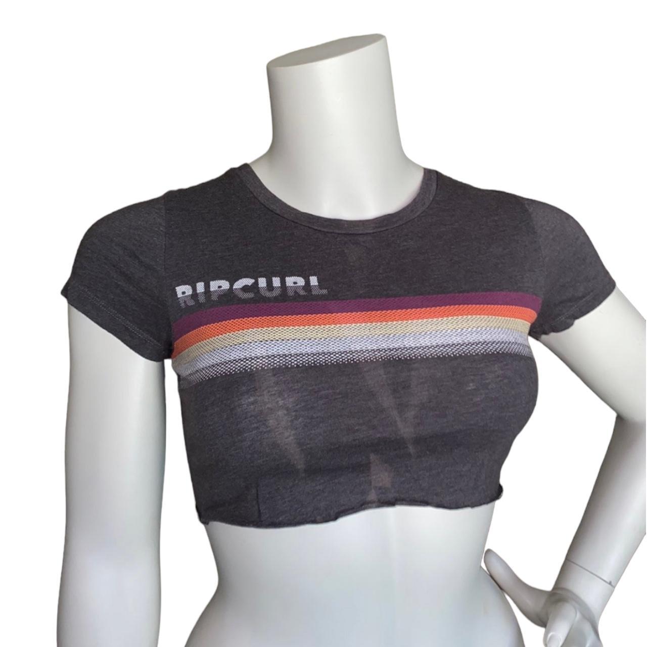Rip Curl Women's Grey and White Crop-top | Depop