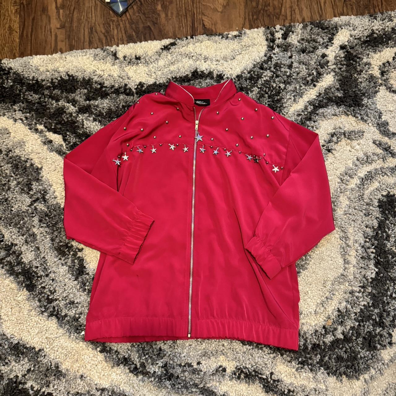 Vintage Pink jacket with silver star and bead... - Depop